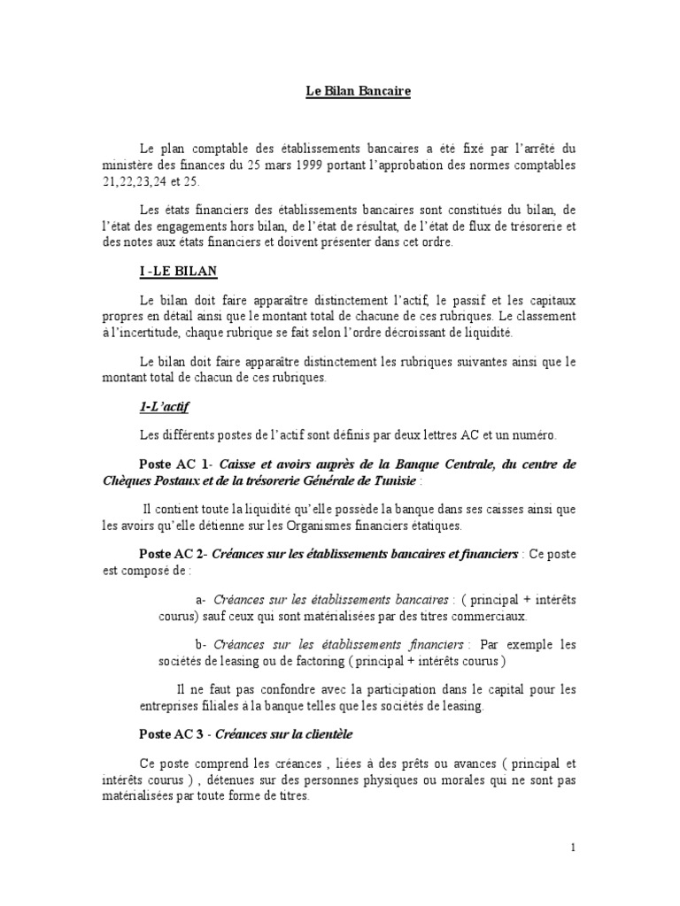 Comprendre le Bilan Bancaire | PDF | Banques | Bilan comptable