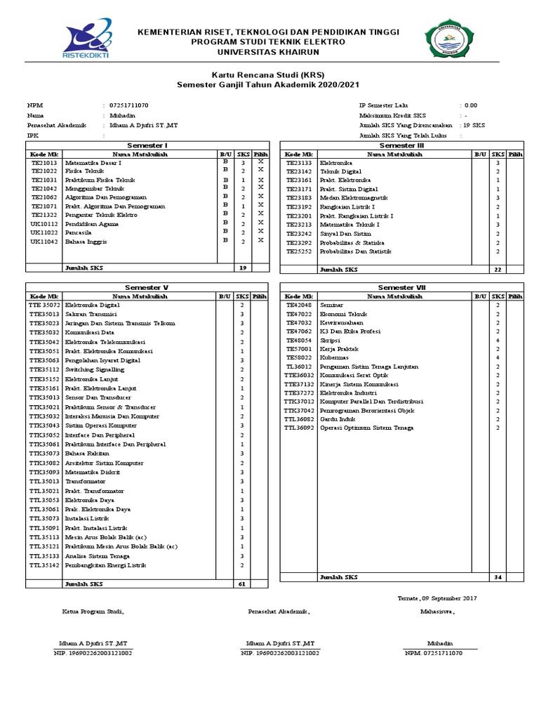 KRS Semester 1 | PDF