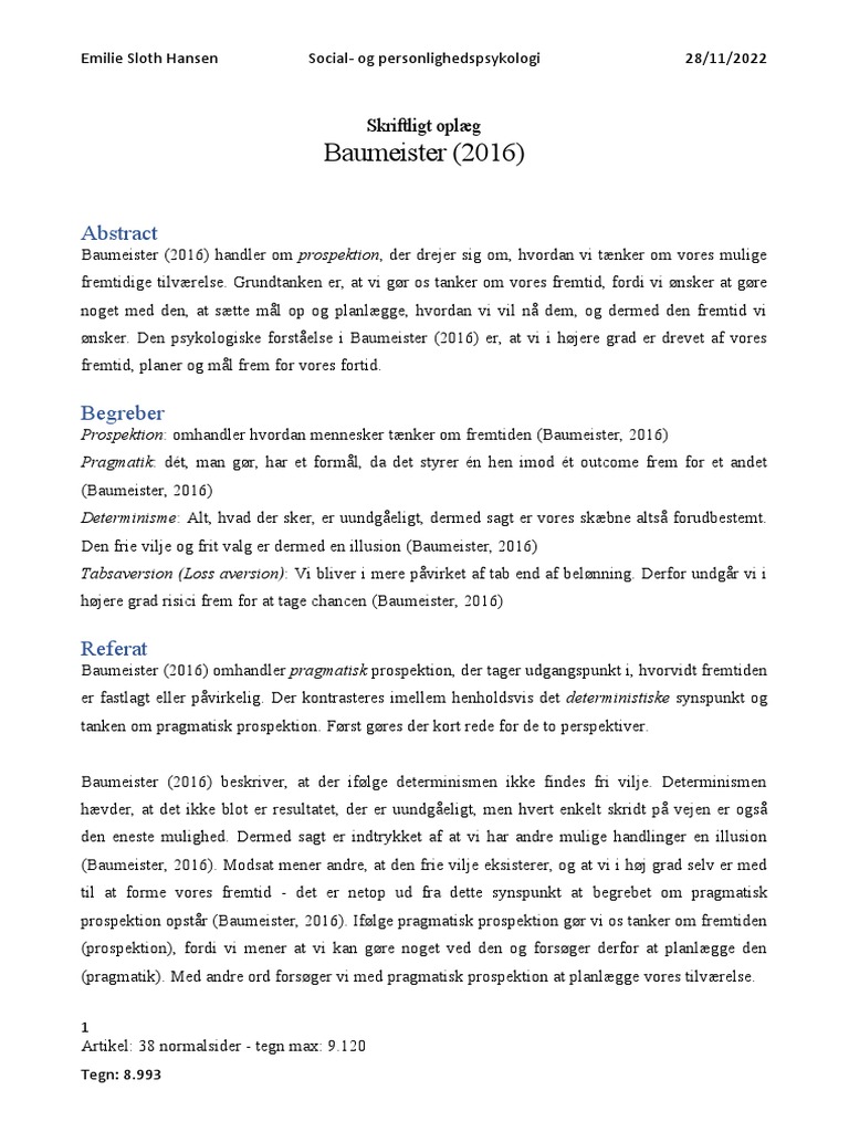 Baumeister (2016) - Pragmatisk Prospektivisme | PDF