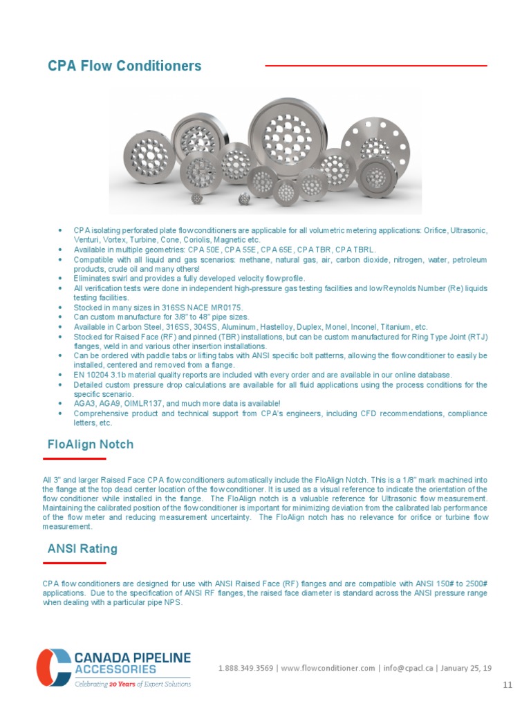 CPA Flow Conditioners Overview | PDF | Flow Measurement | Applied And ...