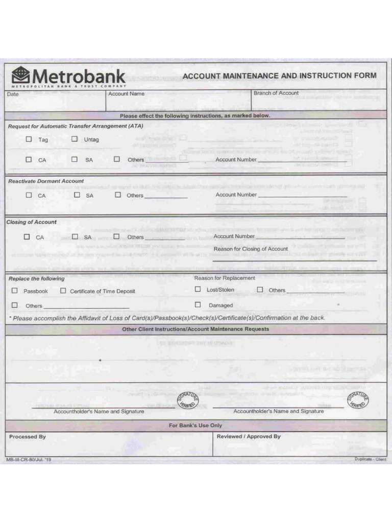 Maintenance Form | PDF