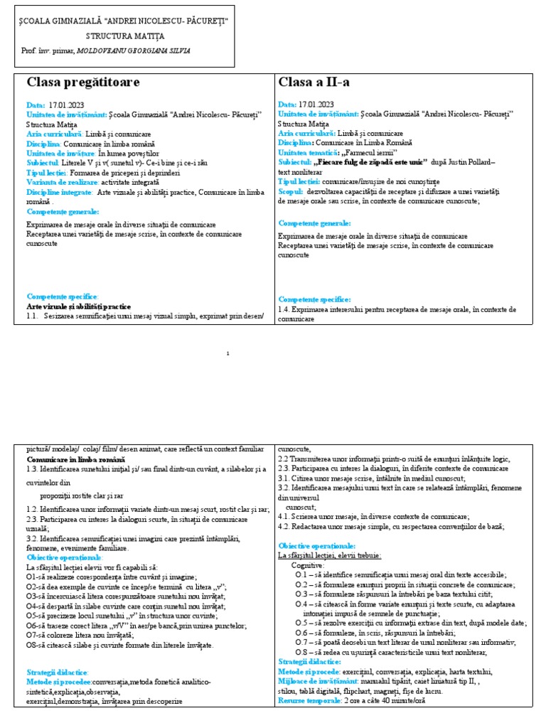 Proiect Didactic Predare in Regim Simultan REFACUT | PDF