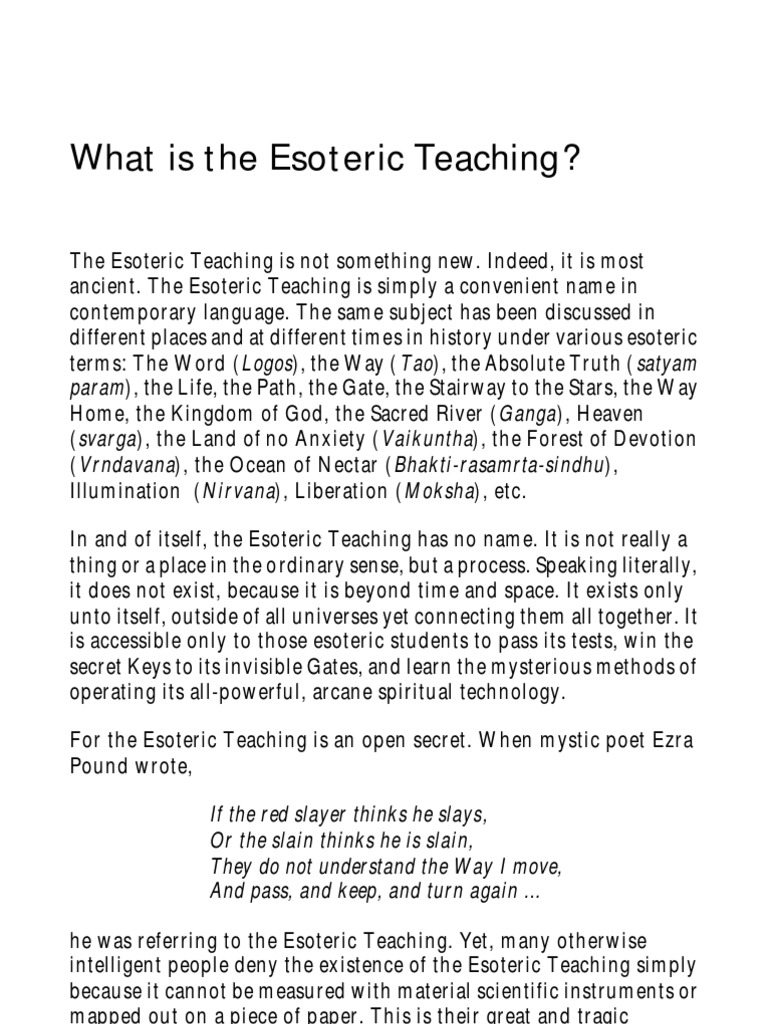 What Is The Esoteric Teaching | PDF | Western Esotericism | Spirituality