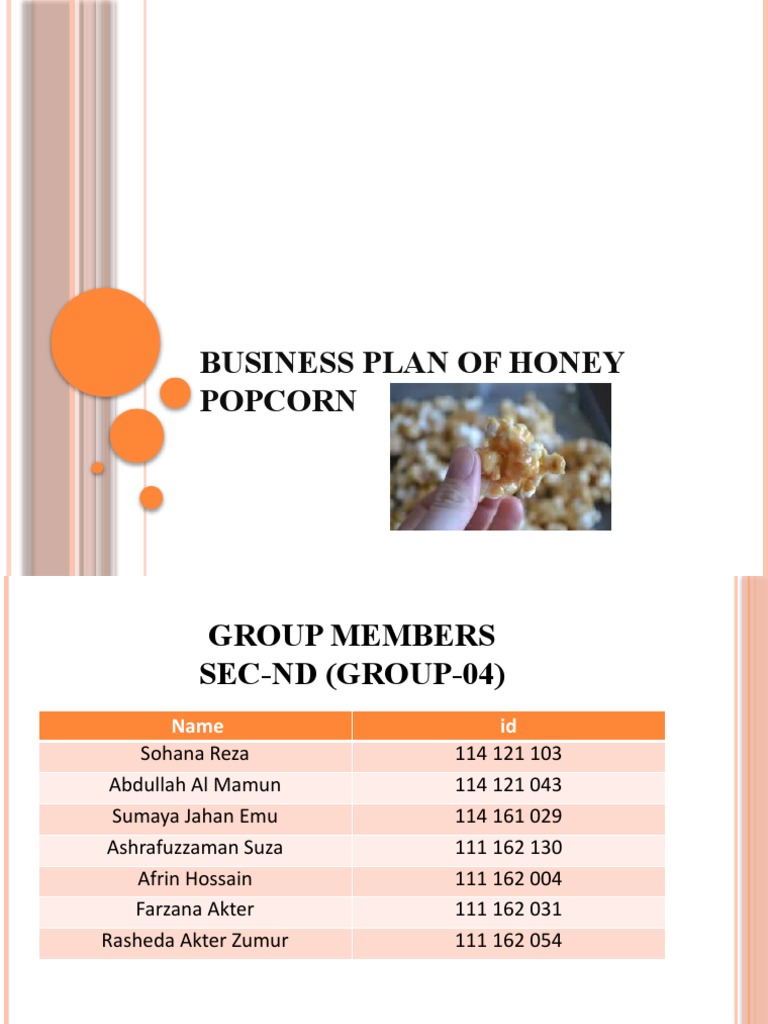 Honey Popcorn Business Plan Overview | PDF | Popcorn | Pricing