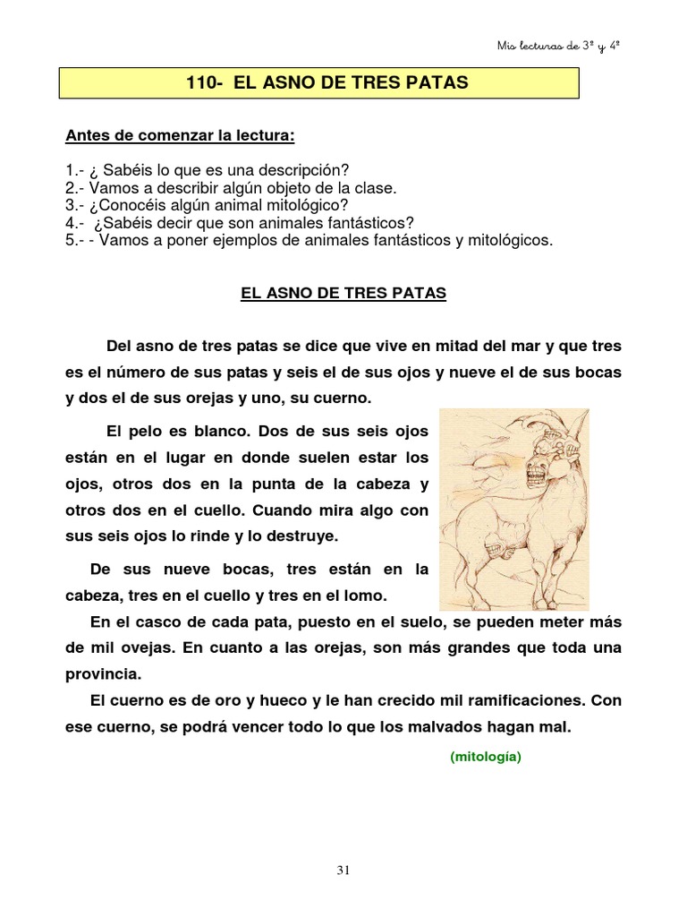 LECTURA El Asno de Tres Patas | PDF