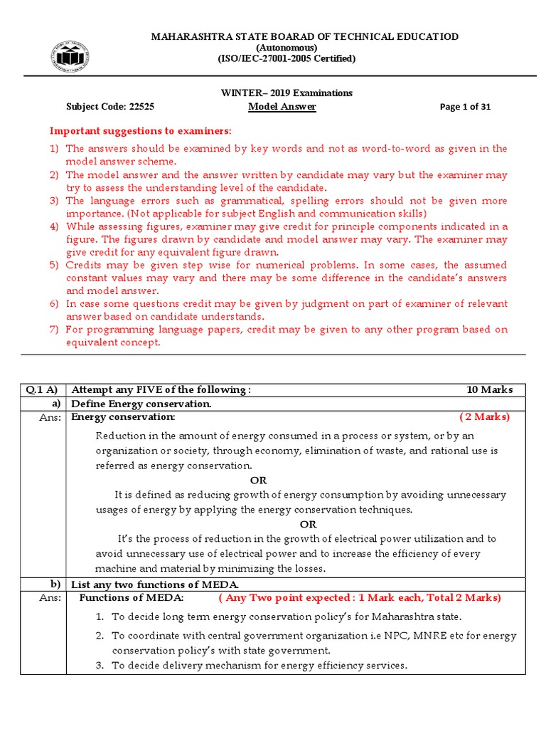 2019 Winter Model Answer Paper (Msbte Study Resources) | PDF | Electric ...
