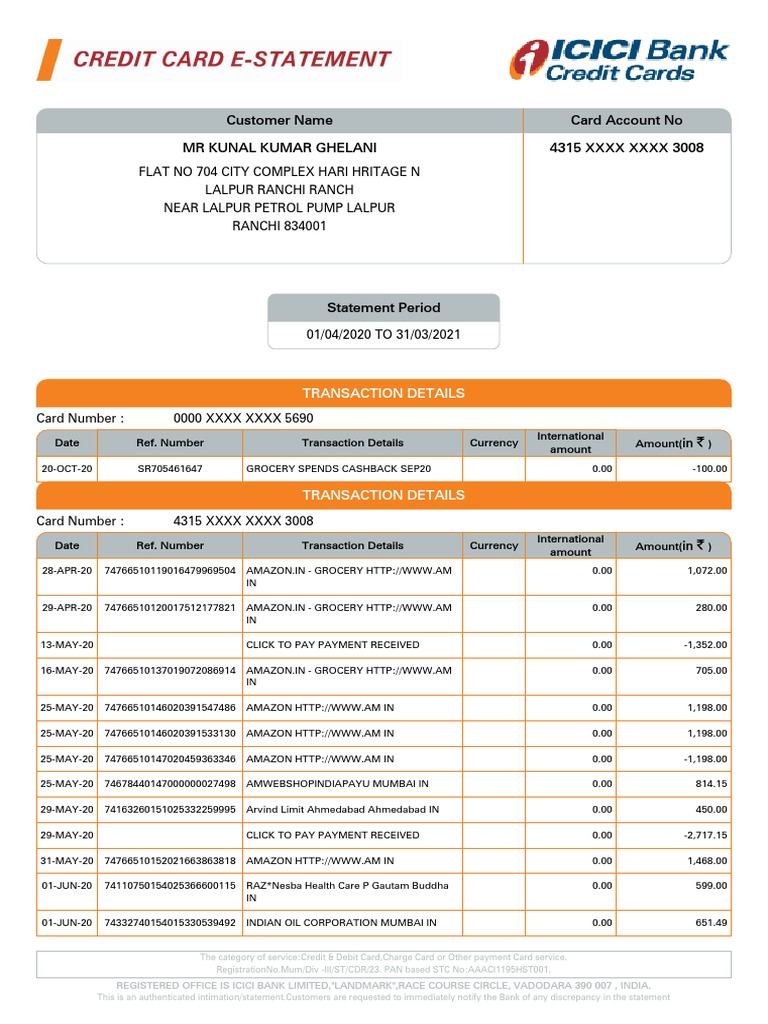 Credit Annual STMT | PDF | Credit Card | Debit Card