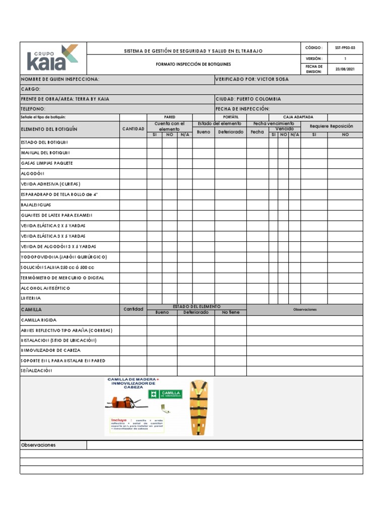 Formato Inspección de Botiquines | PDF
