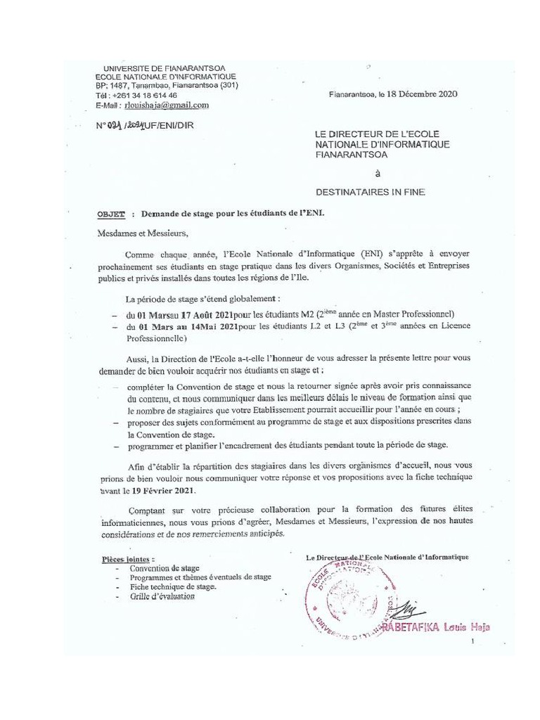 Convention de Stage | PDF