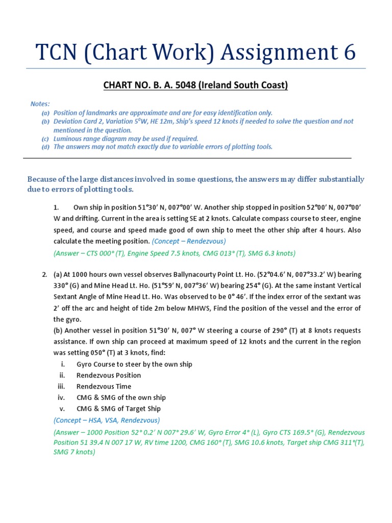 Chart Work - Assignment 6-4 | PDF | Ships