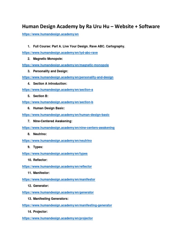 Human Design Academy by Ra Uru Hu - Website + Software | PDF | Computer ...