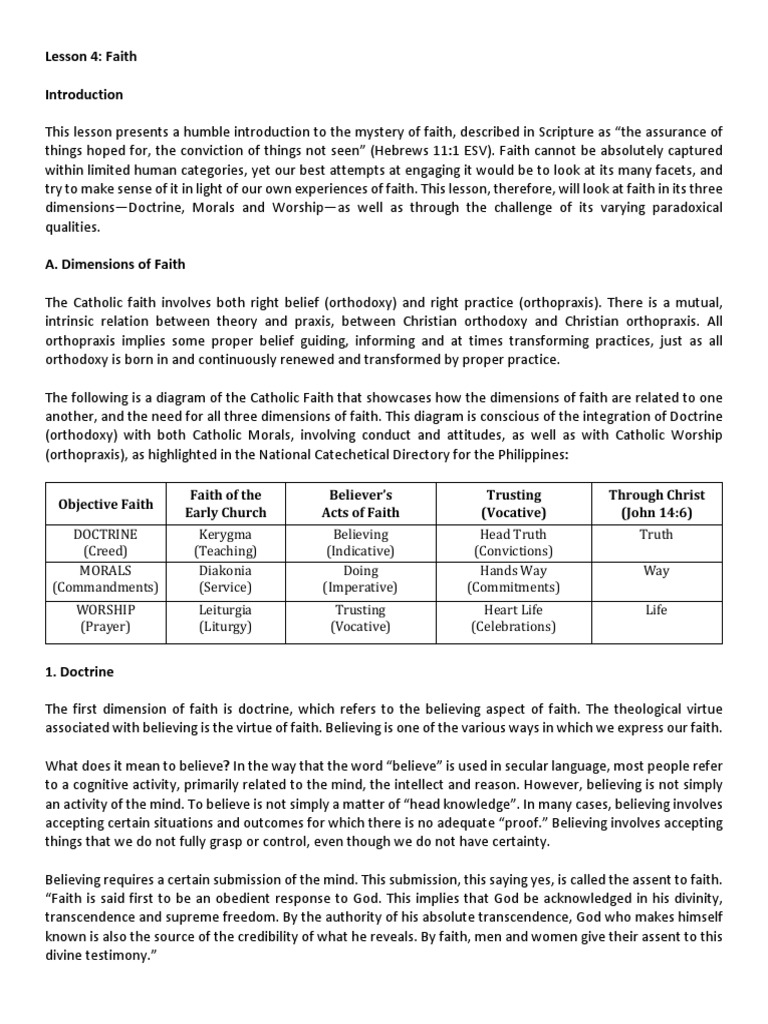 Unit 2 Lesson 4 | PDF | Faith | Catholic Church