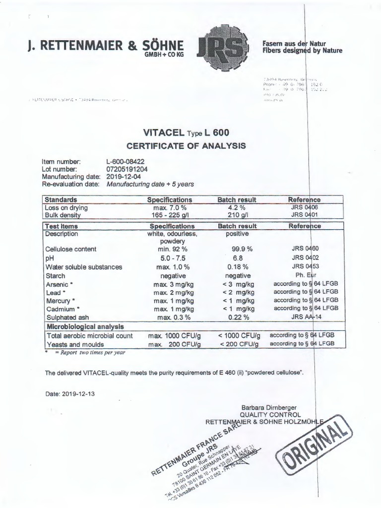 Coa Vitacel L600 | PDF