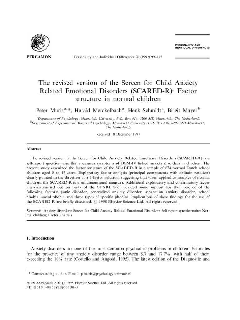 Separation Anxiety | PDF | Anxiety Disorder | Factor Analysis