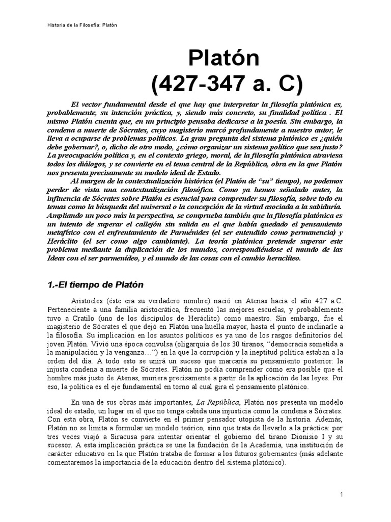 Platón (427-347 A | PDF | Platón | Conocimiento