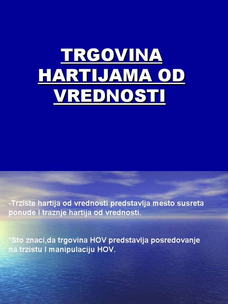 Trgovina Hartijama Od Vrednosti | PDF