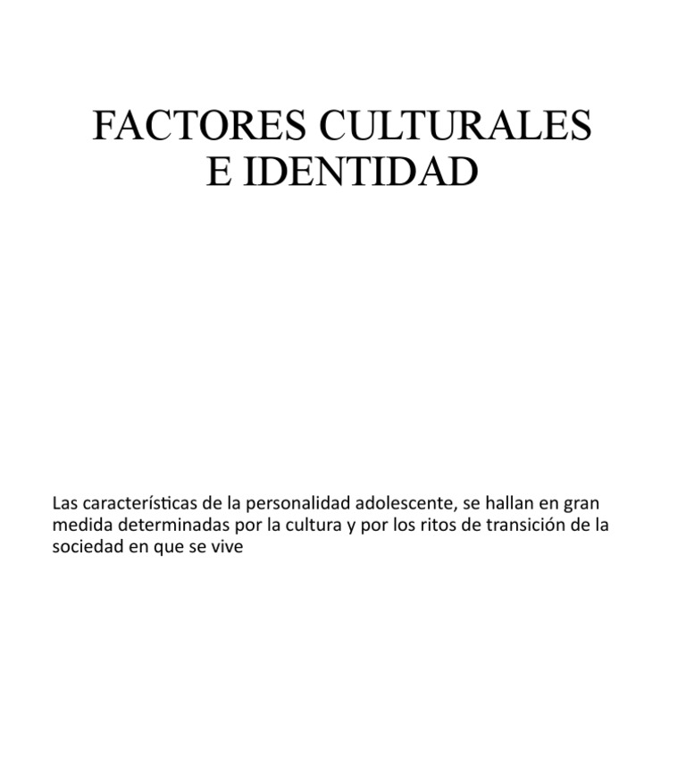 Factores Culturales e Identidad | PDF