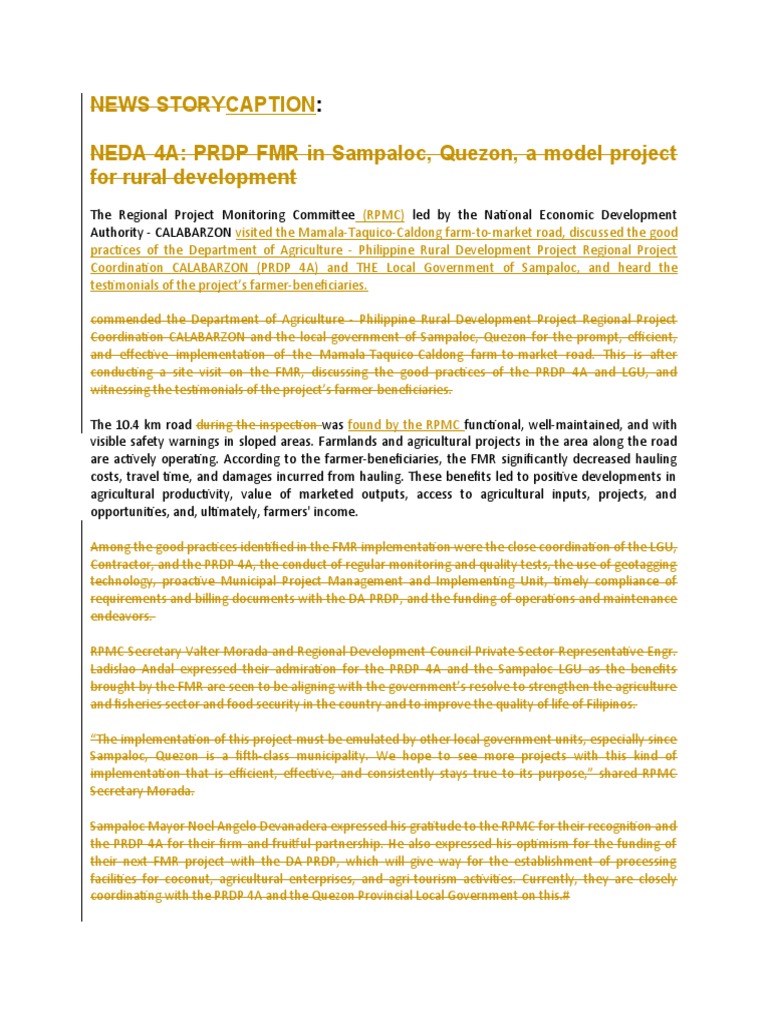 PRDP FMR: A Model for Rural Development | PDF | United States ...