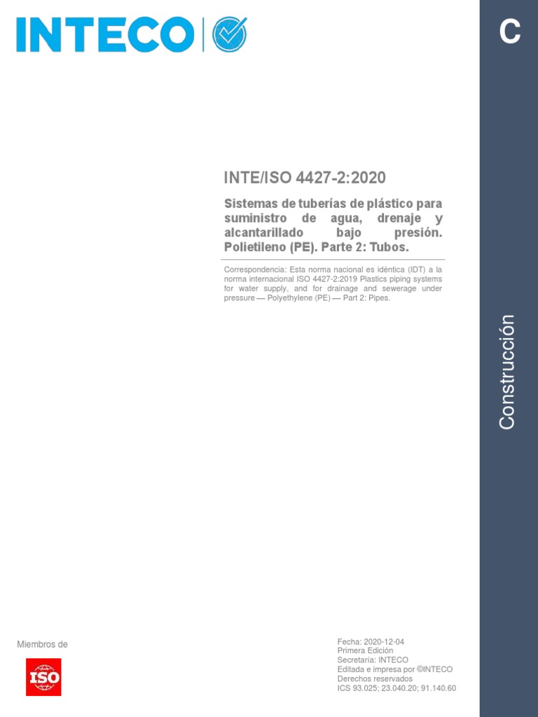 Inte Iso 4427-2 2020 | PDF | Agua | Alcantarillado