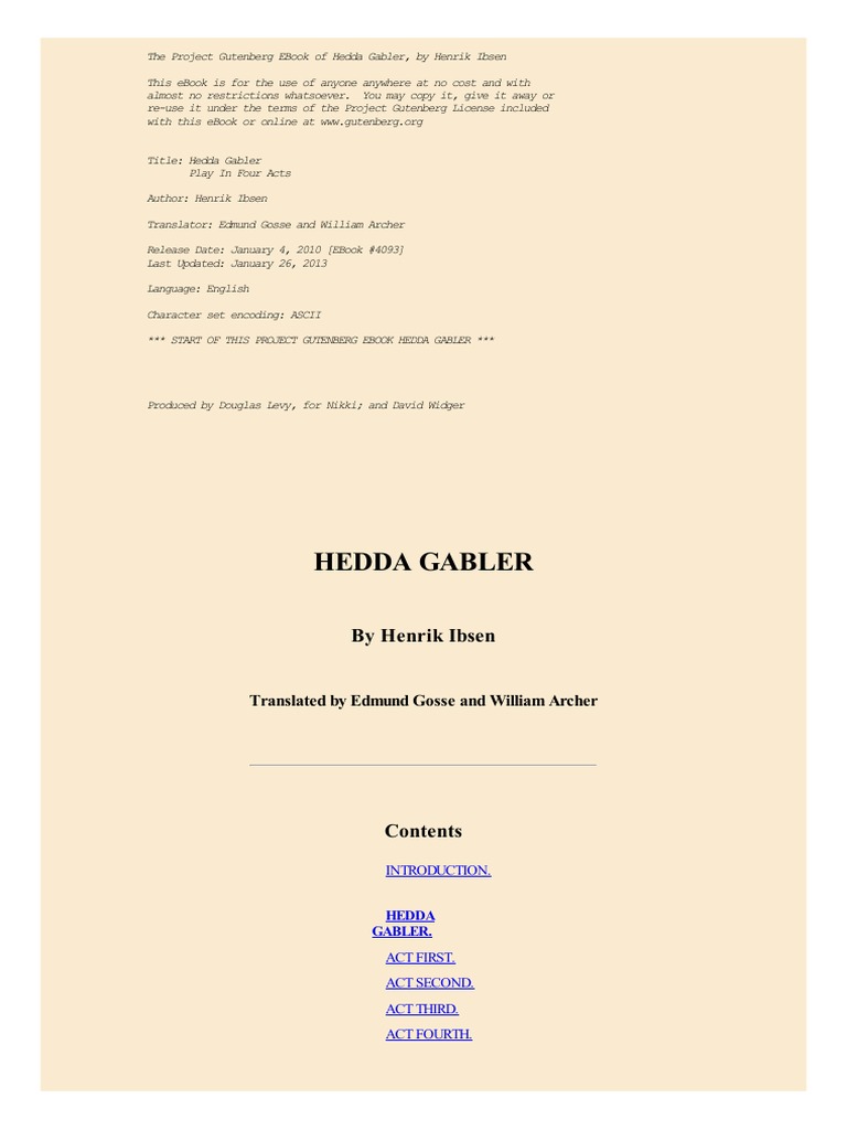 Hedda Gabler by Henrik Ibsen - PDF Room | PDF