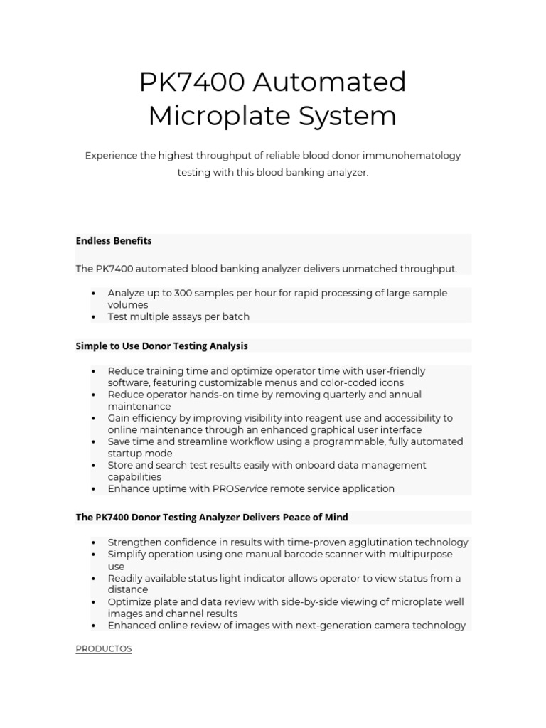 PK7400 Automated Microplate System Blood Bank | PDF | Electrical Engineering | Electricity