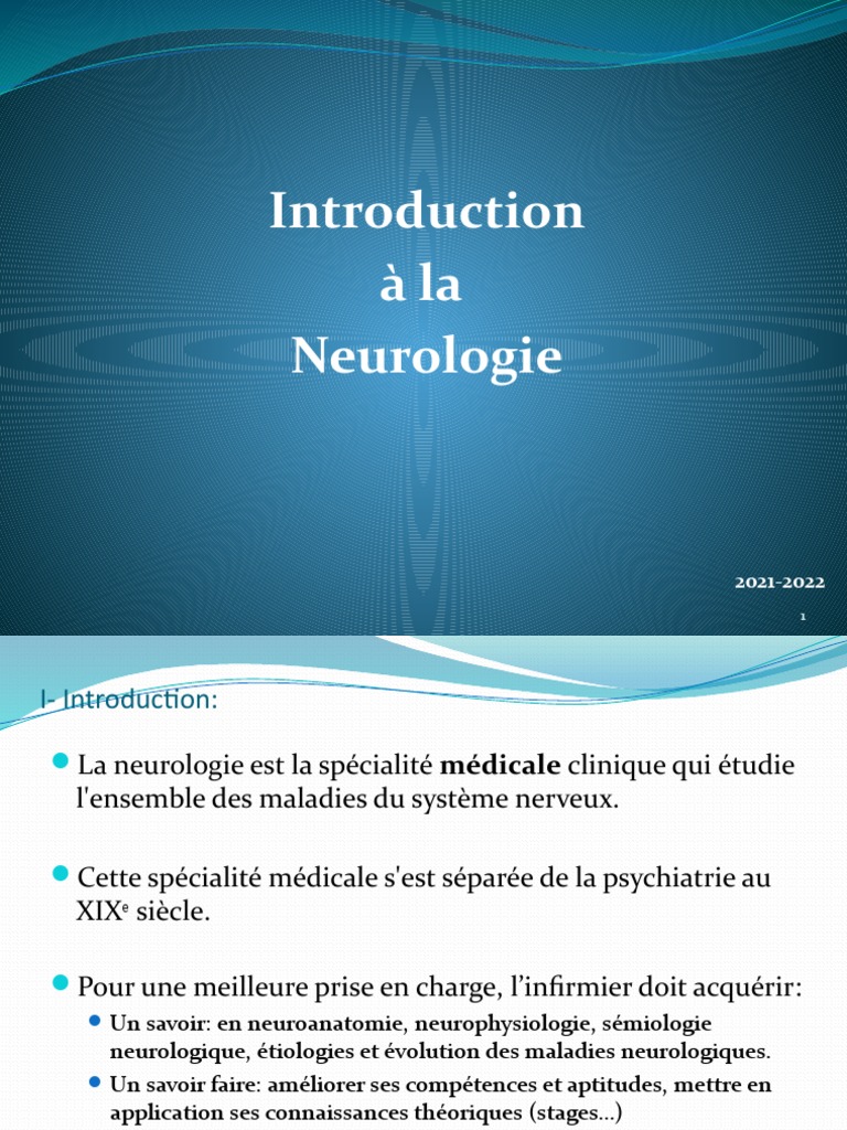 1 - Introduction À La Neurologie. 2H | PDF | Système nerveux central | Nerf 1 - Introduction À La Neurologie. 2H | PDF | Système nerveux central | Nerf