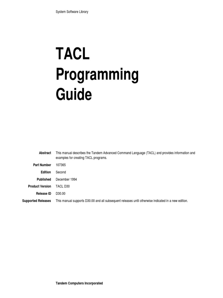 TACL Programming Guide COMPLETO | PDF | Bracket | Subroutine