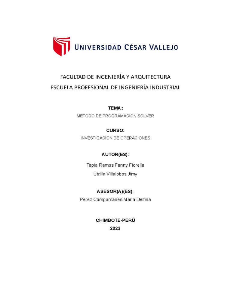 Metodo Solver | PDF | Microsoft Excel | Programación lineal