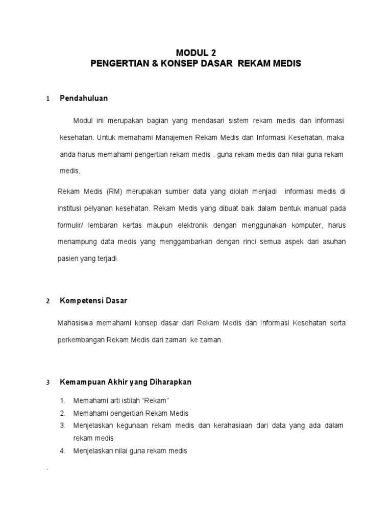 Pengertian Konsep Dasar Rekam Medis | PDF Pengertian Konsep Dasar Rekam Medis | PDF
