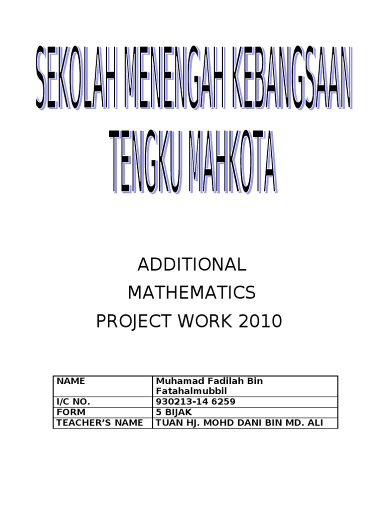 Additional Mathematics Project Work 2010 | PDF | Probability ...