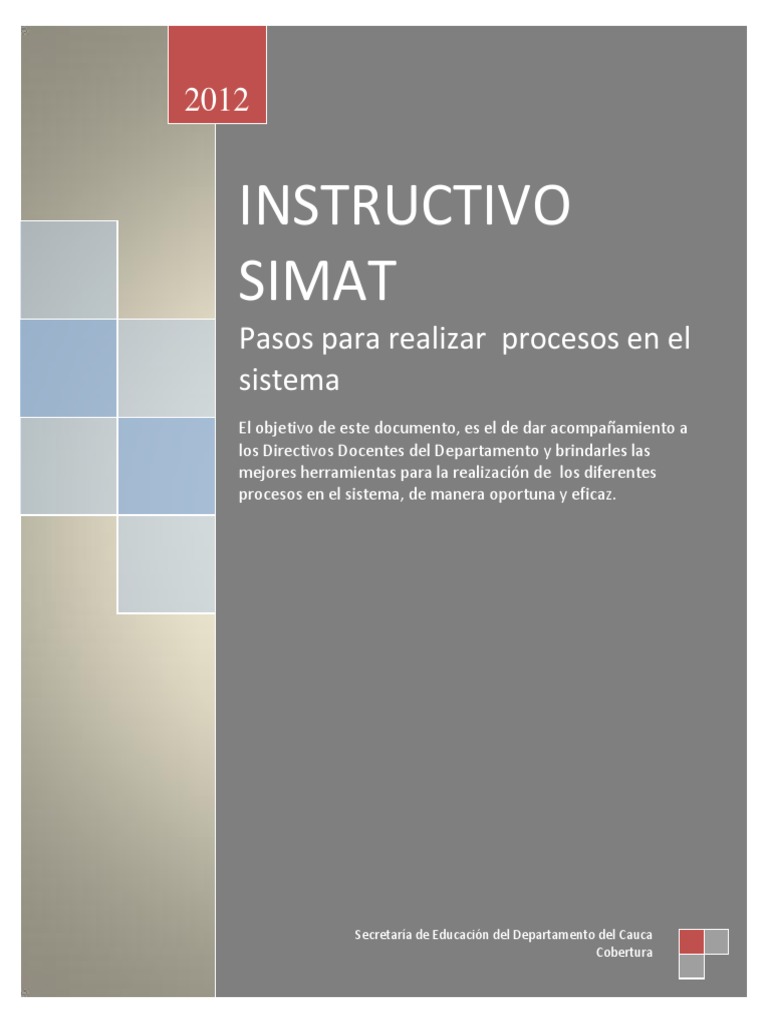 INSTRUCTIVO SIMAT Pasos para Realizar Procesos en El Sistema | PDF | Ventana (informática ...