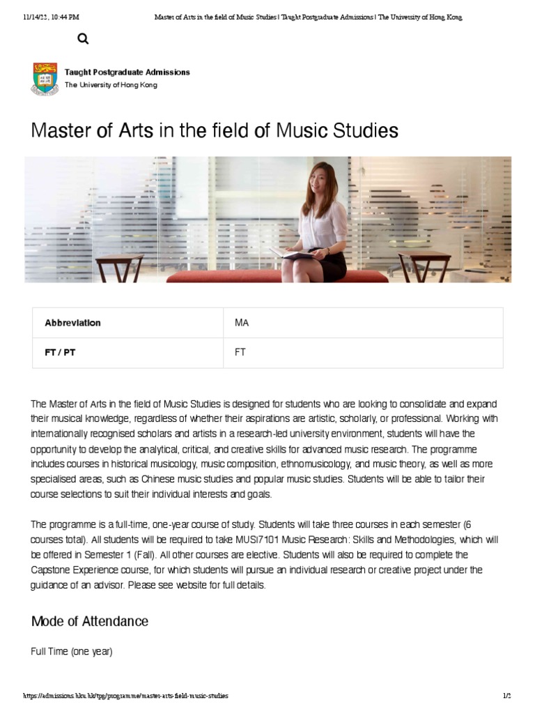 Master of Arts in The Field of Music Study - The University of Hong Kong | Download Free PDF ...