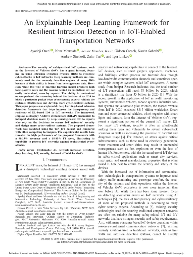 An Explainable Deep Learning Framework For Resilient Intrusion Detection in Iot-Enabled ...