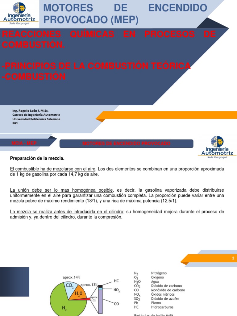 Clases de Mep Mezcla Estequiometrica | PDF | Motor de combustión interna | Propulsión