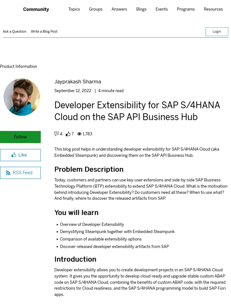 Developer Extensibility For SAP S4HANA Cloud On The SAP API Business ...