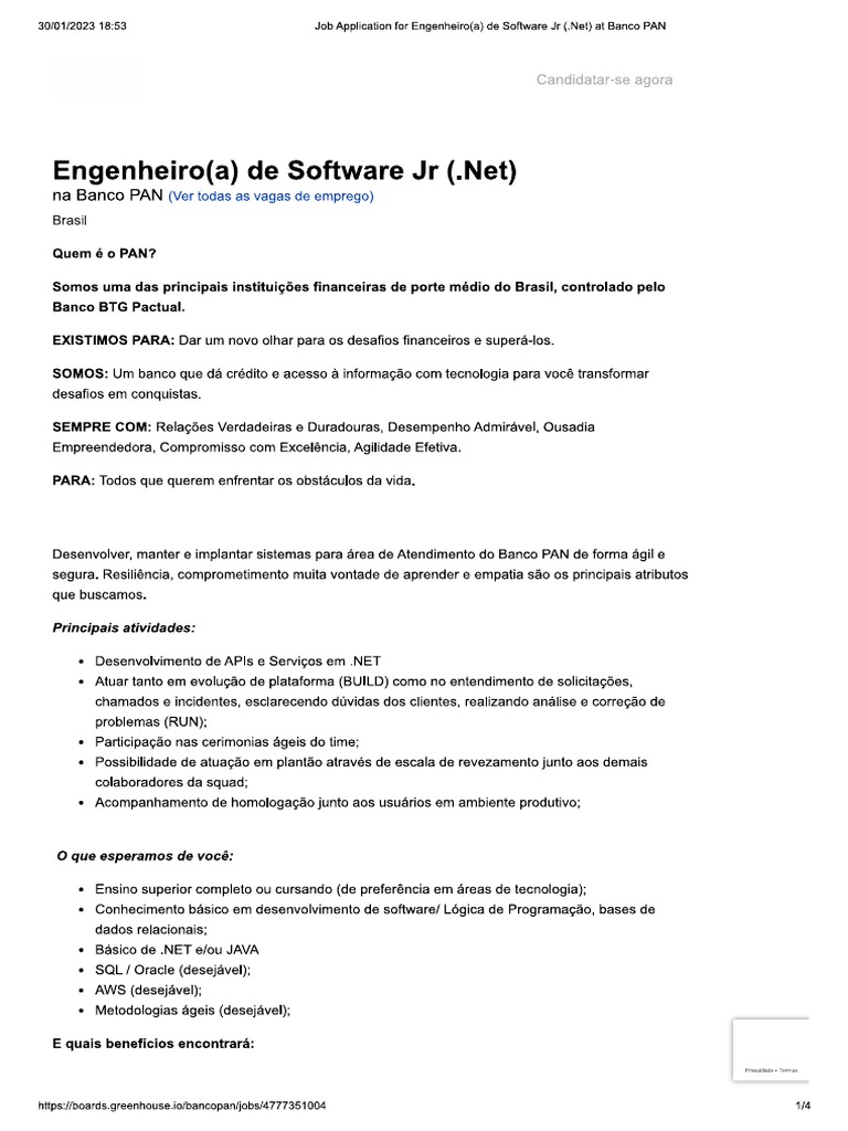 Uma Vaga para Desenvolvedor Junior em Dotnet | PDF