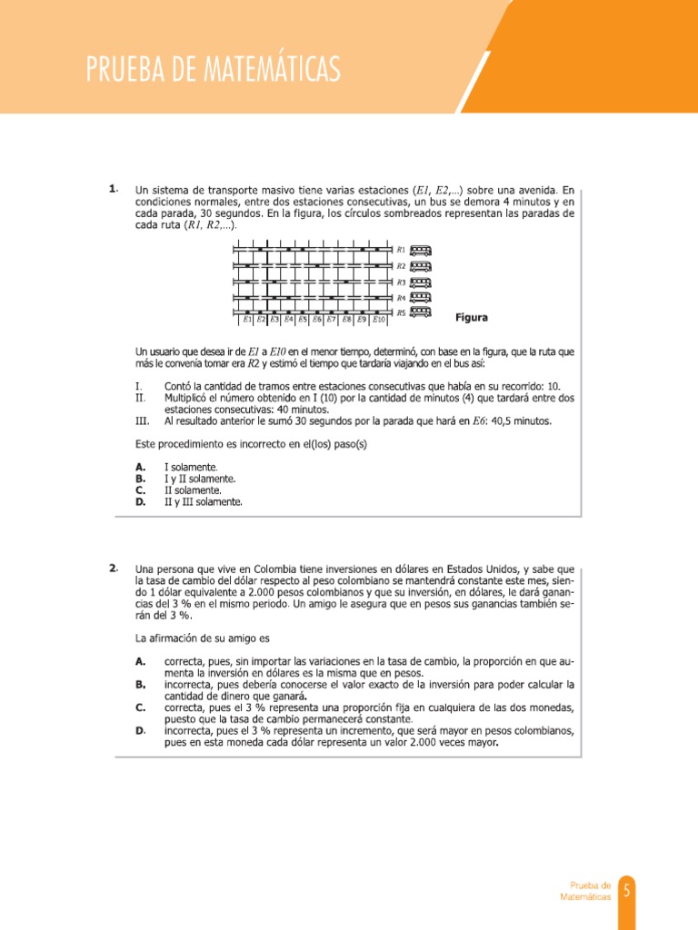 Cuadernillo Prueba Saber - Mat | PDF