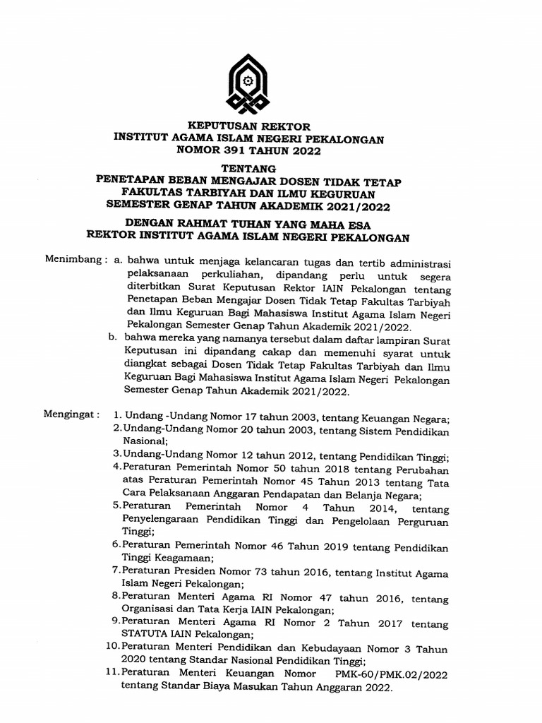 SK DTT Genap Rev No 391 | PDF