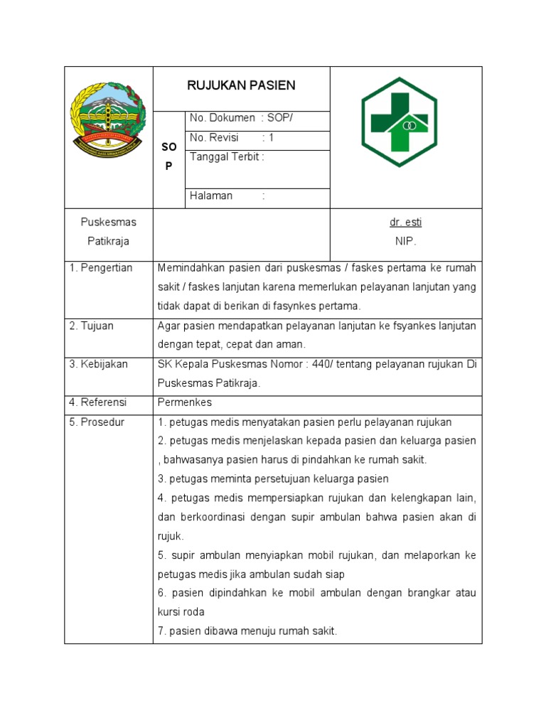 Prosedur Rujukan Pasien | PDF