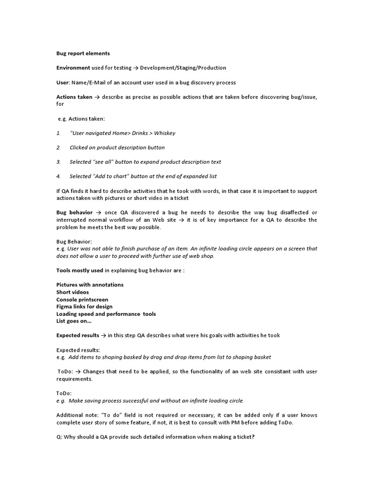 Comprehensive Bug Report Guide | PDF | Business