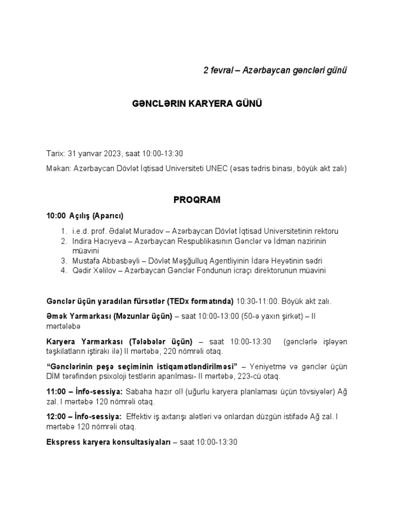 Karyera gunu_proqram(1) | PDF