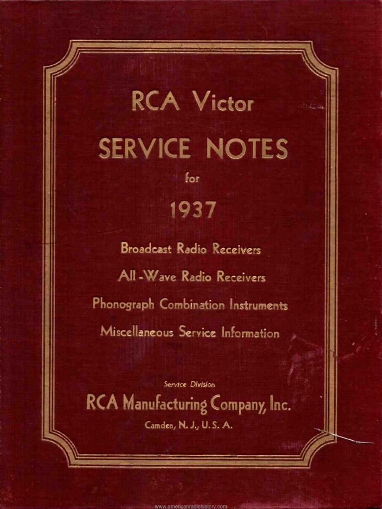 RCA Victor Service Notes 1937 | PDF | Antenna (Radio) | Vacuum Tube