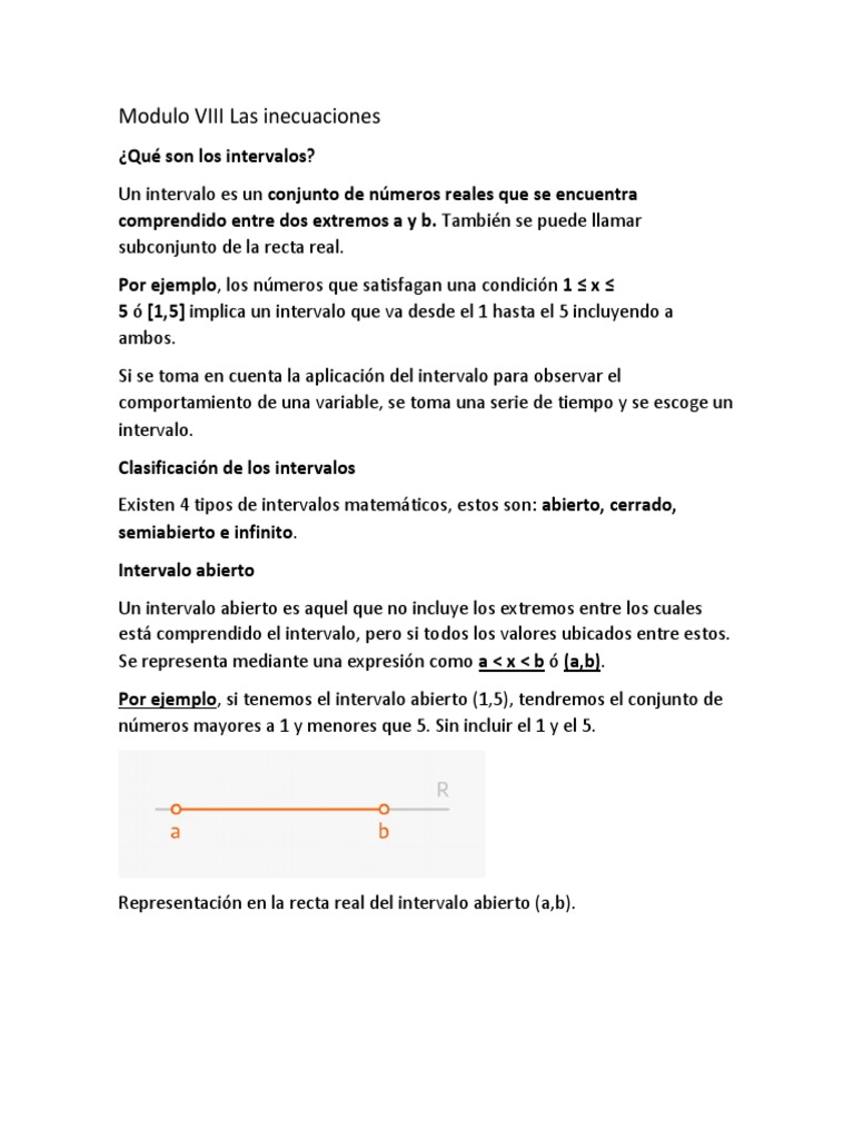 Inecuaciones e Intervalos | PDF | Intervalo (Matemáticas) | Desigualdad (Matemáticas)