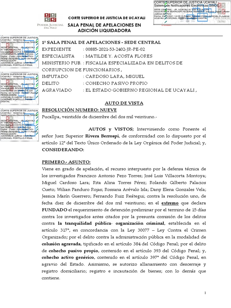 Exp. 00885-2021-53-2402-JR-PE-02 - Resolución - 20209-2021 (PANCHO VILLA S) | PDF | Derecho ...