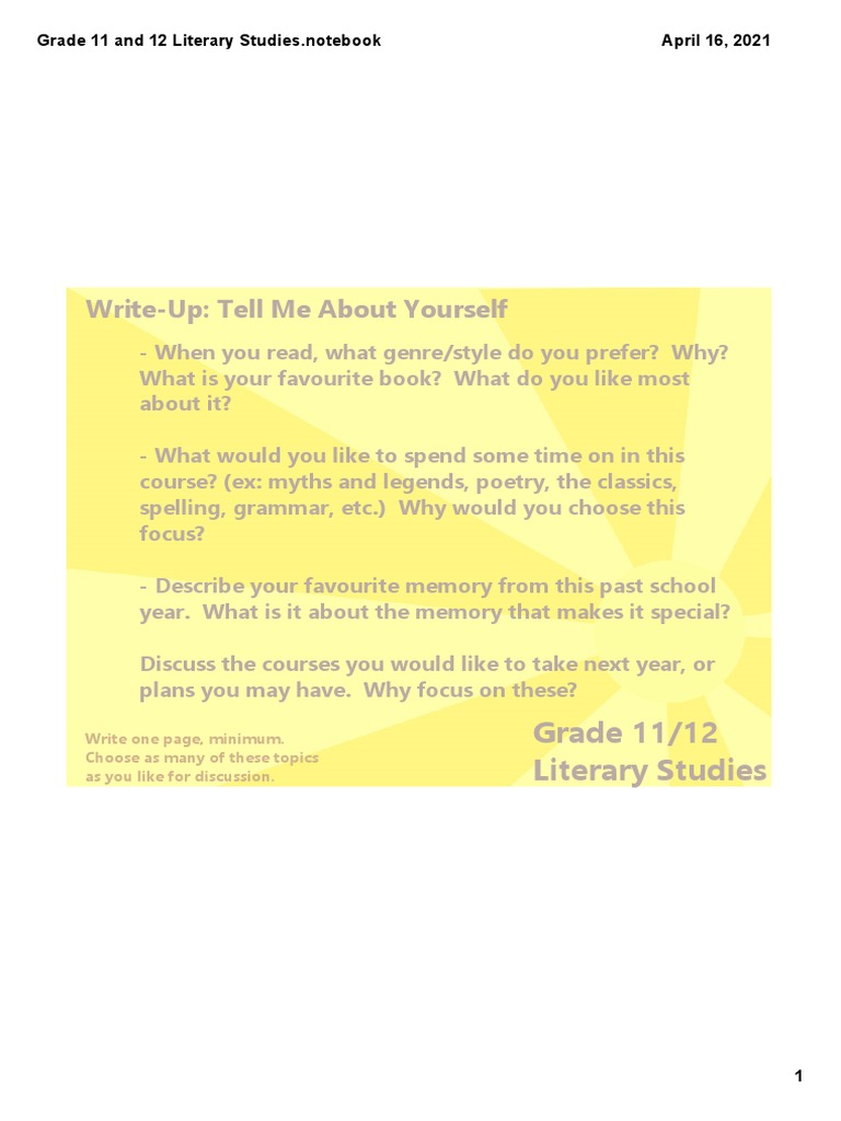 Grade 11 and 12 Literary Studies | PDF