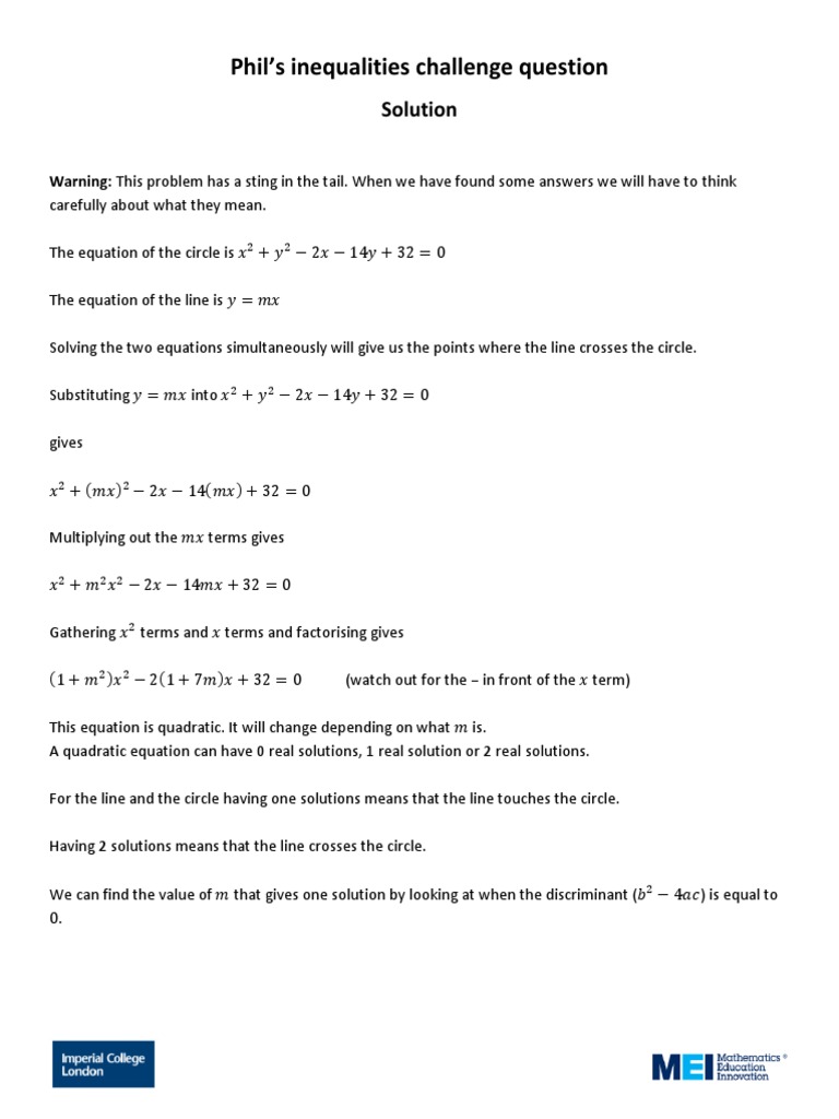 Inequalities Challenge Question Solution | PDF | Inequality ...