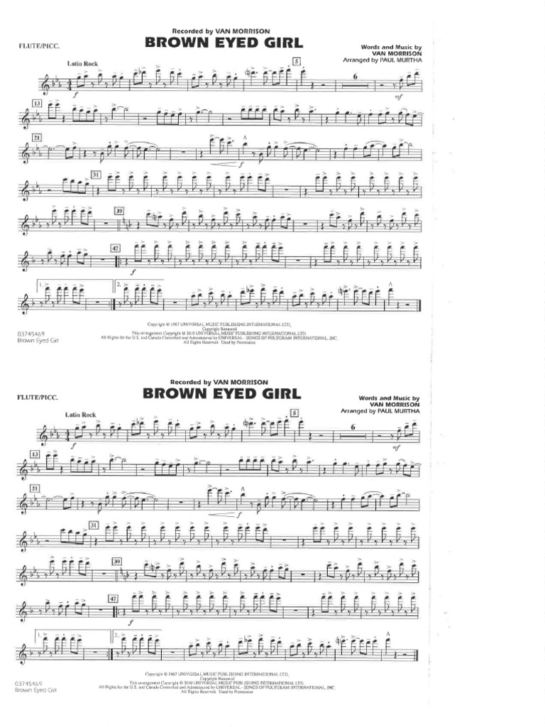 BROWN EYED GIRL - Partitions - Arr. Paul Murtha - Inter | PDF