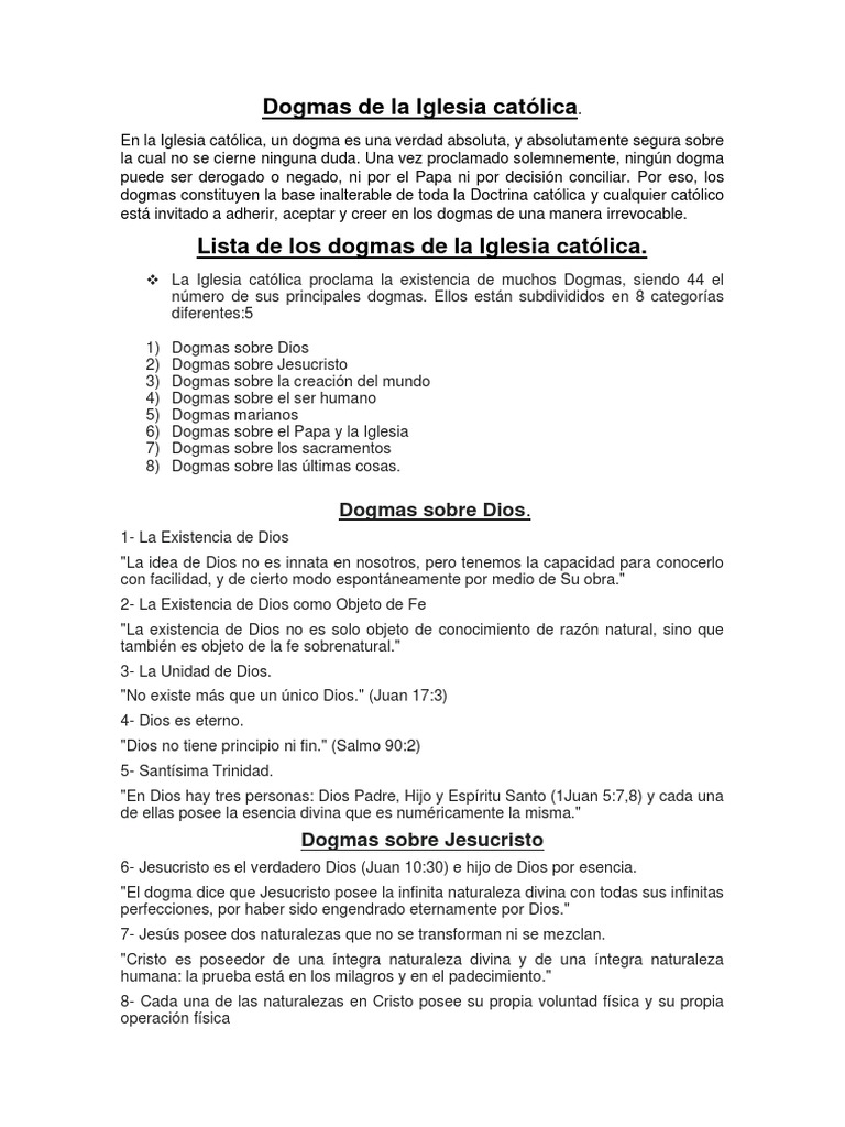 Dogmas de La Iglesia Católica | PDF | Dogma | Papa