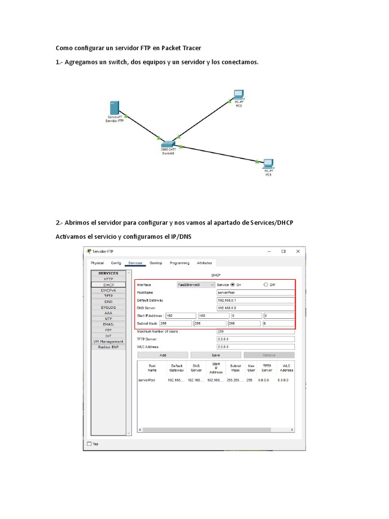 Como Configurar Un Servidor FTP en Packet Tracer | PDF