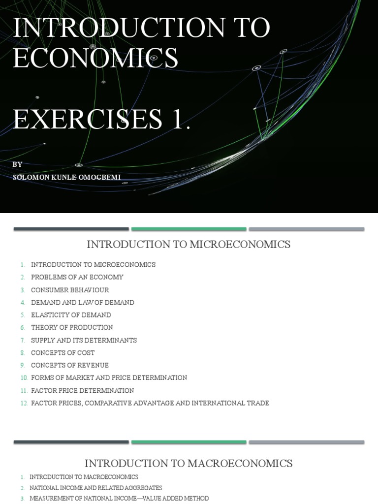 Introduction To Economics - Exercise 1 | PDF | Economics | Supply And ...